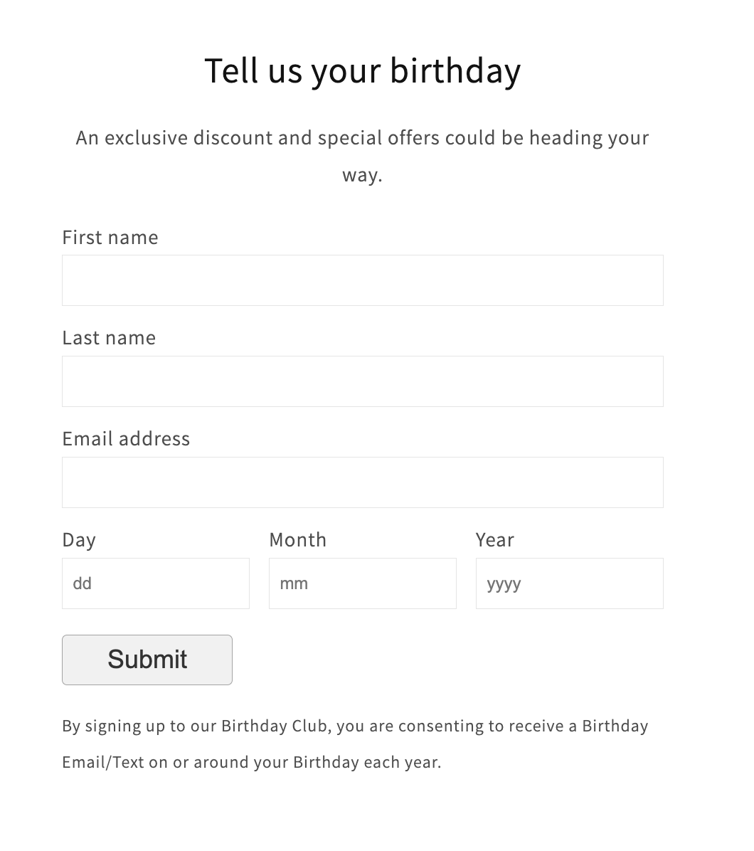 Customising the Birthday Sign-up Page – Happy Birthday App